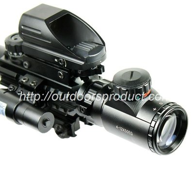 4-12X50EG Tactical Rifle Scope with Dot Sight & Red Laser
