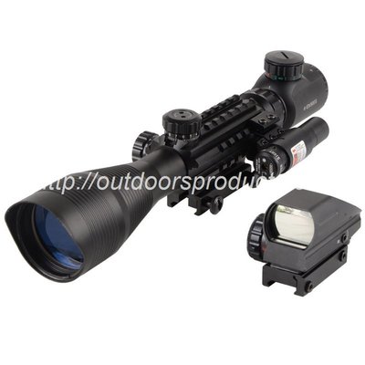 4-12X50EG Tactical Rifle Scope with Dot Sight & Red Laser