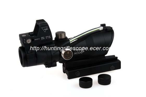 Tactical Trijicon ACOG Style 4X32 Scope Real Fiber Green Illuminated with Micro Red Dot For Hunting Riflescopes