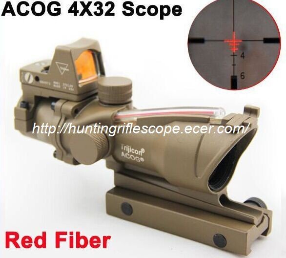 Trijicon ACOG Style 4X32 Real Red Fiber Source Red Illuminated Rifle Scope with Micro Red Dot