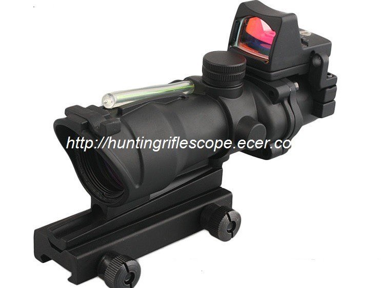 Tactical Trijicon ACOG Style 4X32 Scope Real Fiber Green Illuminated with Micro Red Dot For Hunting Riflescopes