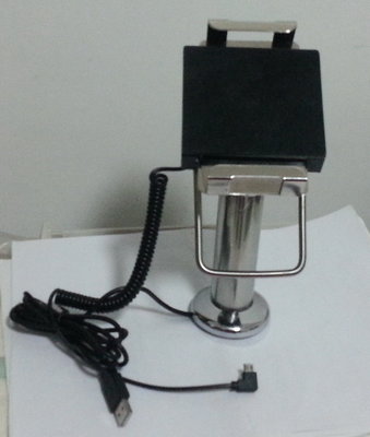 12-21cm adjustable width sloped rotation display smartphone holder with handle & charger