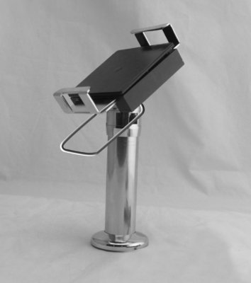 12-21cm adjustable width sloped rotation display smartphone holder with handle & charger