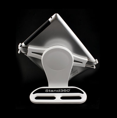360 degree rotation abs potable tablet stand on table, adjustable width 22-30cm