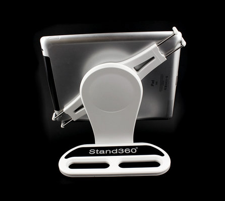 360 degree rotation abs potable tablet stand on table, adjustable width 22-30cm