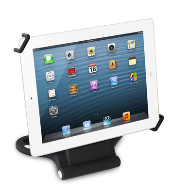 360 degree rotation abs potable tablet stand on table, adjustable width 22-30cm