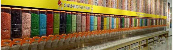 candy dispenser mounted on wall in suppermarket