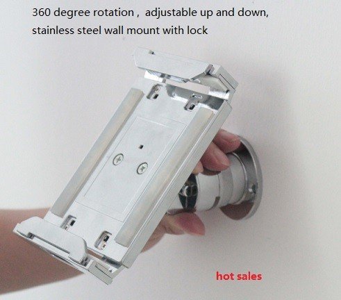 wall-mounted metal display lock tablet stand 360 degree rotation up and down adjustable