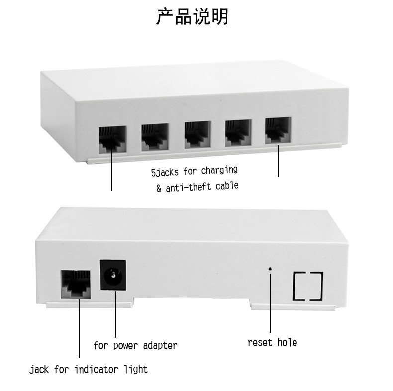 5-port security alarm device for display phone, tablet,laptop,camera,watch in retail shop