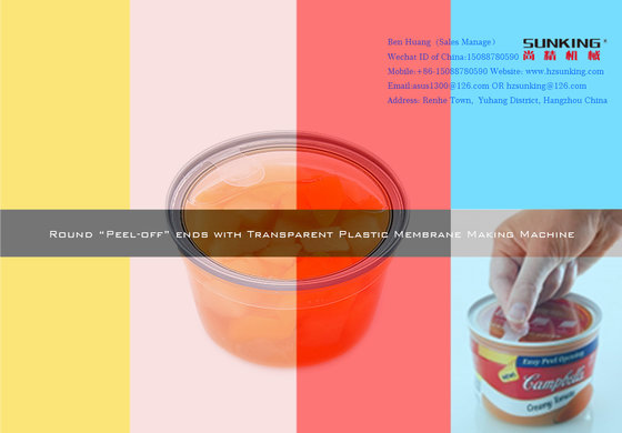 Round “Peel-off” ends with Transparent Plastic Membrane Making Machine/Endmaking line for round ends Endmaking line for