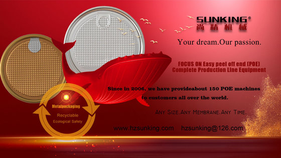 Transparent peel off end,peel off end with retort ,POE,production line，easy open end,peel off,aluminum foil