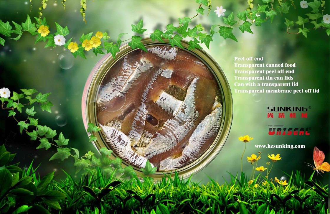 Transparent canned food,Transparent peel off end,Transparent tin can lids,Can with a transparent lid,Transparent membran