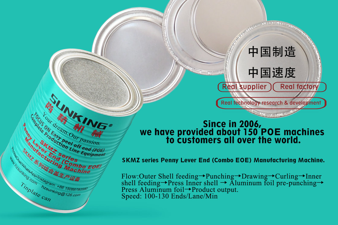 easy peel off end,POE,Combo EOE,PENNY LEVER ,RFT ,RLT ,Double tight ring,production line,EOE,easy open end,Metalpackagin