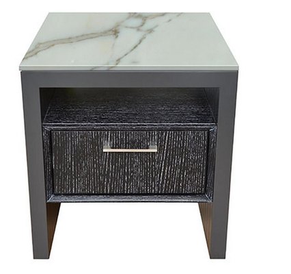 Stone top oak wood veneer night stand for high end hotel,hotel bedroom furniture,hotel bedside table