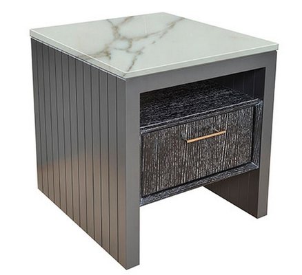 Stone top oak wood veneer night stand for high end hotel,hotel bedroom furniture,hotel bedside table