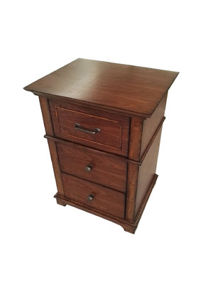 Anqitue looking walnut finish wooden 3-drawer night stand,bed side table for hotel bedroom furniture