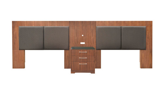 Walnut wood veneer upholstery king/queen size wooden headbaord for 5-star hotel bedroom furniture