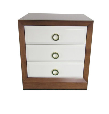 Modern wooden walnut frame with white finish drawers night stand,hotel bedside table for 5-star hotel