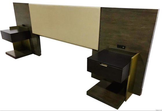 walnut wood frame with vinyl upholstery king/queen size wooden headbaord for 5-star hotel bedroom furniture