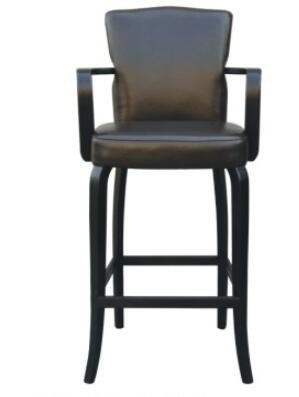 Solid wood frame white pu/leather upholstery American style wooden barstool
