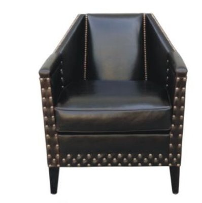 Leather/PU upholstery oak wood hotel lounge chair/single sofa/living room single sofa