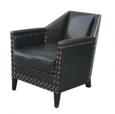 Leather/PU upholstery oak wood hotel lounge chair/single sofa/living room single sofa