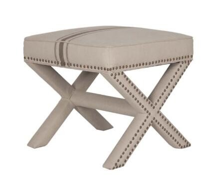 European style Square Bedroom llinen fabric upholstery cross leg ottoman