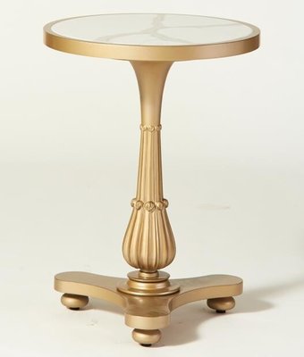 Stone top antique gold finish wooden side table/coffee table/end table for hotel bedroom furniture