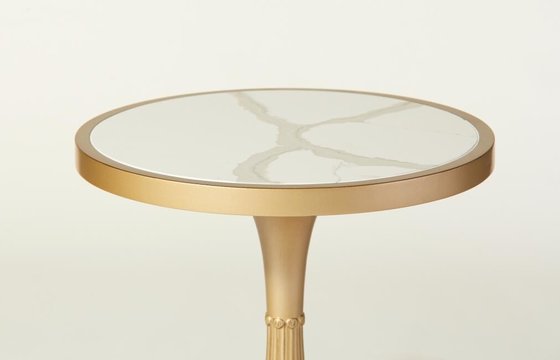 Stone top antique gold finish wooden side table/coffee table/end table for hotel bedroom furniture