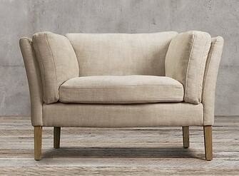 French country style classic single sofa ancient fabric linen sofa living room single sofa chair