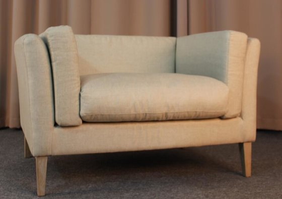 French country style classic single sofa ancient fabric linen sofa living room single sofa chair