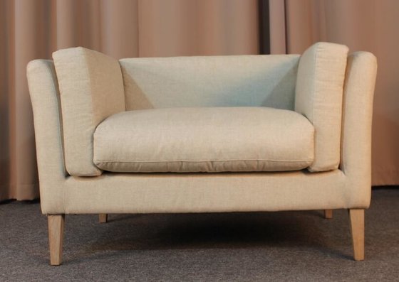 French country style classic single sofa ancient fabric linen sofa living room single sofa chair