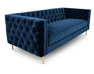 Luxury Fabric upholstery tufted metal base 3-seater sofa,living room sofa
