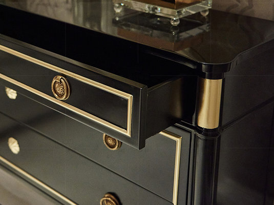 2018 new design luxurt ebony wood with gold accent 6 drawer dresser for hotel bedroom furniture,hospitality casegoods