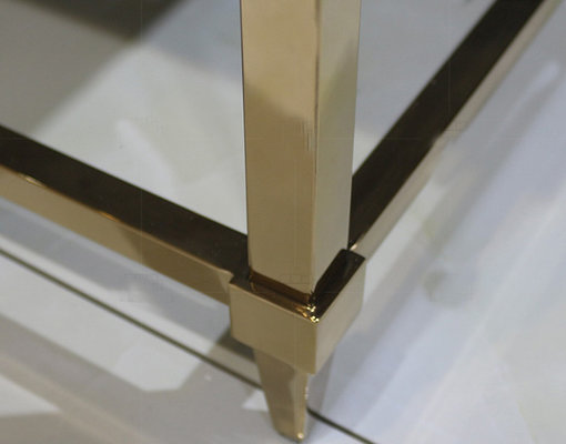 Stone top retangular polished gold finish metal frame coffee table for hotel bedrooom and living room