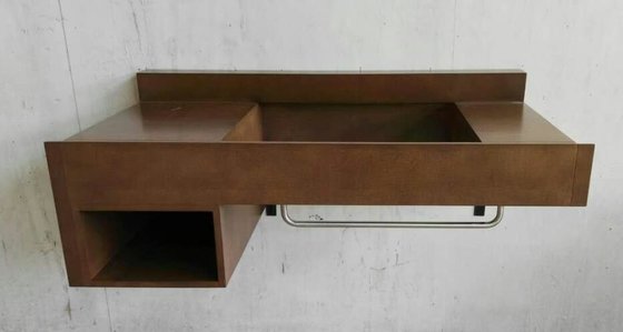 Economy Plywood wall hung bathroom vanity base with metal bar,wooden bathroom cabinet for hotel furniture with low price