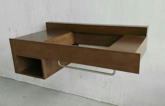 Economy Plywood wall hung bathroom vanity base with metal bar,wooden bathroom cabinet for hotel furniture with low price