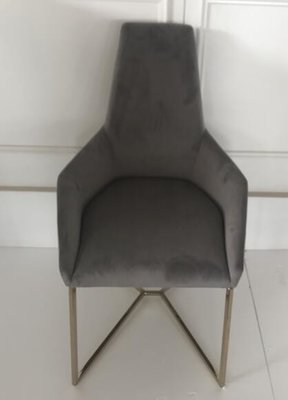 Polished brass metal base Modern design grey velvet fabric upholstery dining chair,desk chair