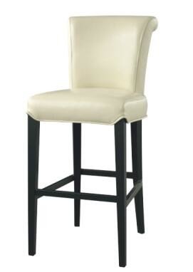 High back white pu upholstery beech wood frame wooden barstool/counter stool