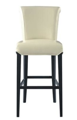High back white pu upholstery beech wood frame wooden barstool/counter stool