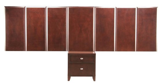Walnut wood veneer double queen size headboard with night stands of hotel bedroom furniture,hospitality casegoods