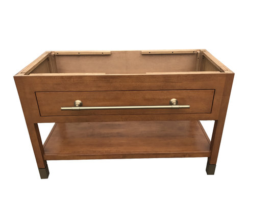 Luxury design American hotel Custom made walnut wood veneer  bathroom vanity with metal bar ,bathroom cabinet for hotel