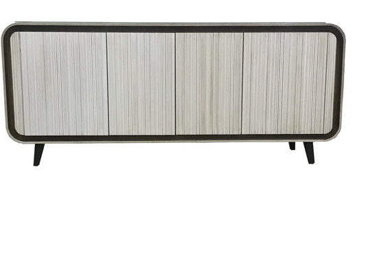 Glass top 2-tone white inish 4-door dresser console cabinet/media console, hotel bedroom furniture,hospitality casegoods