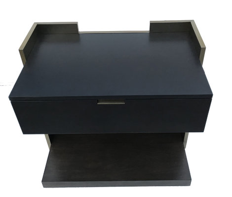 Champagne finish metal u shape frame oak veneer 1-drawer night stand for Renaissance hotel bedroom,hospitality casegoods