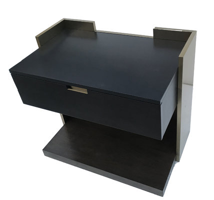 Champagne finish metal u shape frame oak veneer 1-drawer night stand for Renaissance hotel bedroom,hospitality casegoods