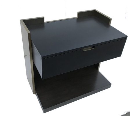 Champagne finish metal u shape frame oak veneer 1-drawer night stand for Renaissance hotel bedroom,hospitality casegoods