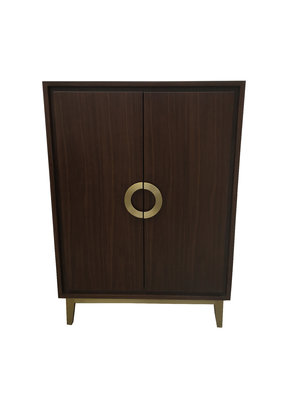 Brass metal base 5-star American hotel Custom made 2-door walnut tall cabinet Wardrobe,closet ,hospitality casegoods