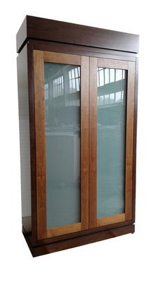 2 glass door teak wood custom Custom made tall cabinet Wardrobe,closet ,hospitality casegoods