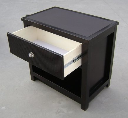 HPL top with solid wood edg 1-drawer dark finish night stand,bedside table,hotel bedroom furniture,hospitality casegoods