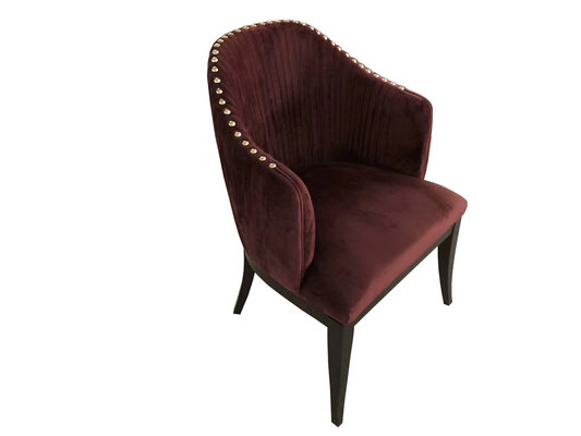 Modern wholesale beech wood red fabric upholstery dining chairs with neilheads, desk chair,side chair for dining rooms